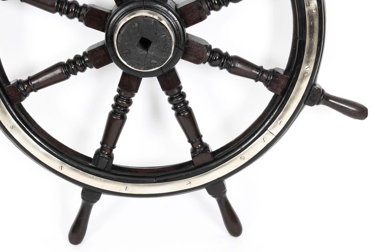 Antique Victorian Eight Spoke Mahogany and Brass Ships Wheel, 19th ...