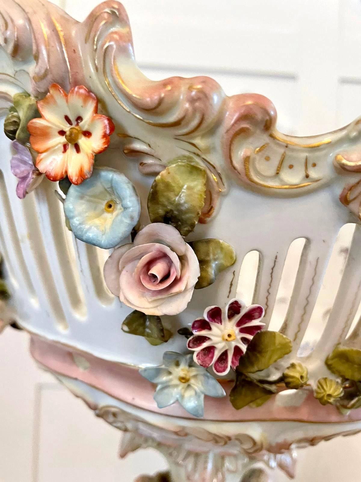 Large Antique Victorian Porcelain China Pedestal Compote For Sale at ...