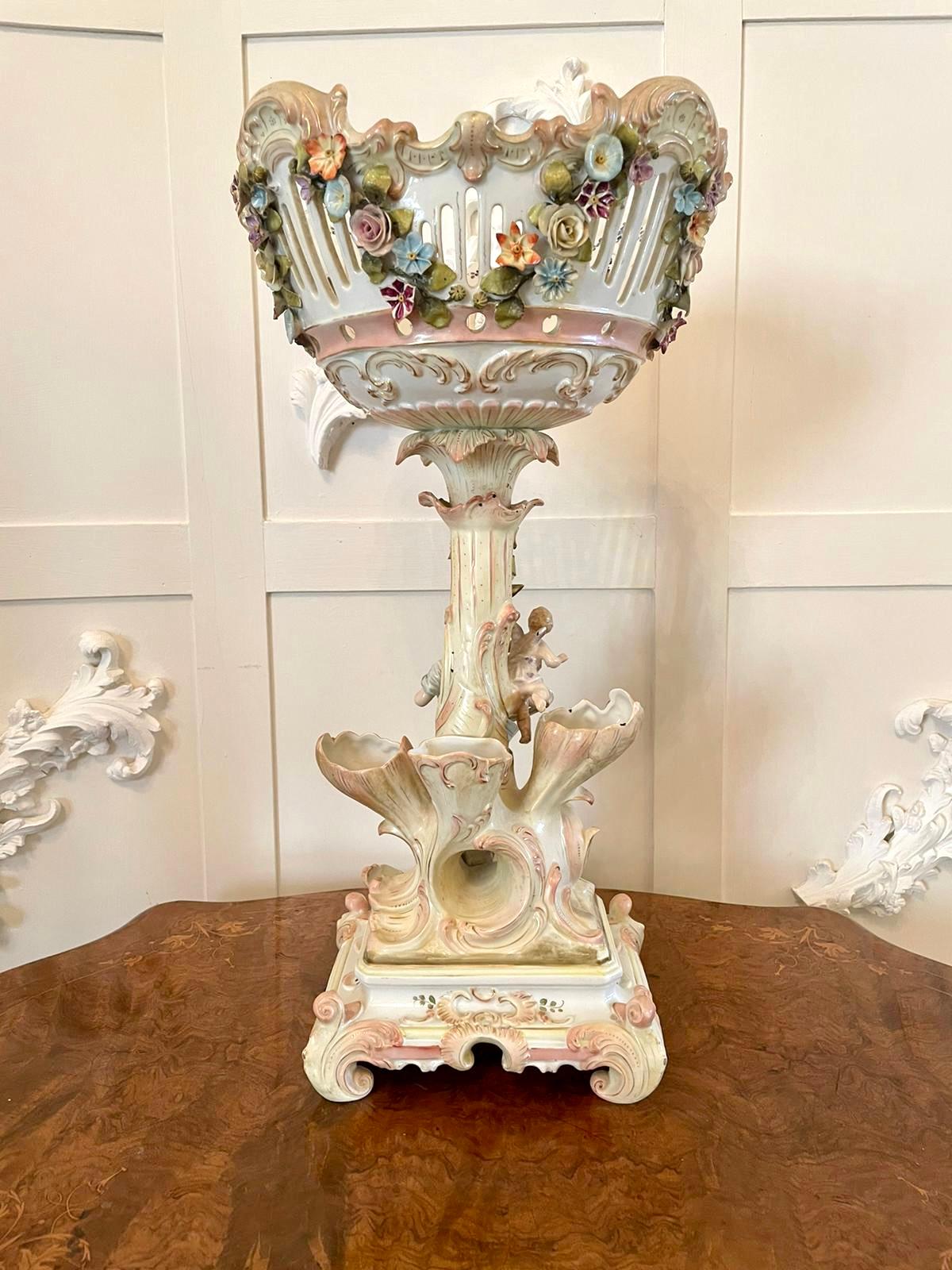 Large Antique Victorian Porcelain China Pedestal Compote For Sale at ...