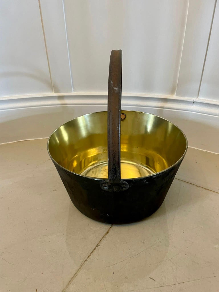 Large Antique Victorian Quality Brass Pail For Sale at 1stDibs