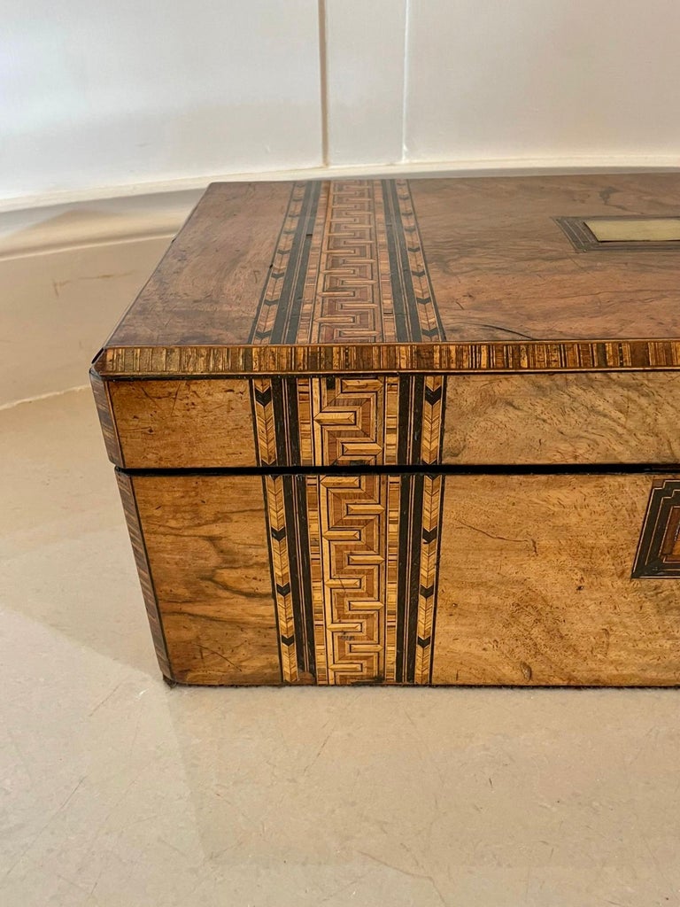 Large Antique Victorian Quality Burr Walnut Parquetry Inlaid Writing ...