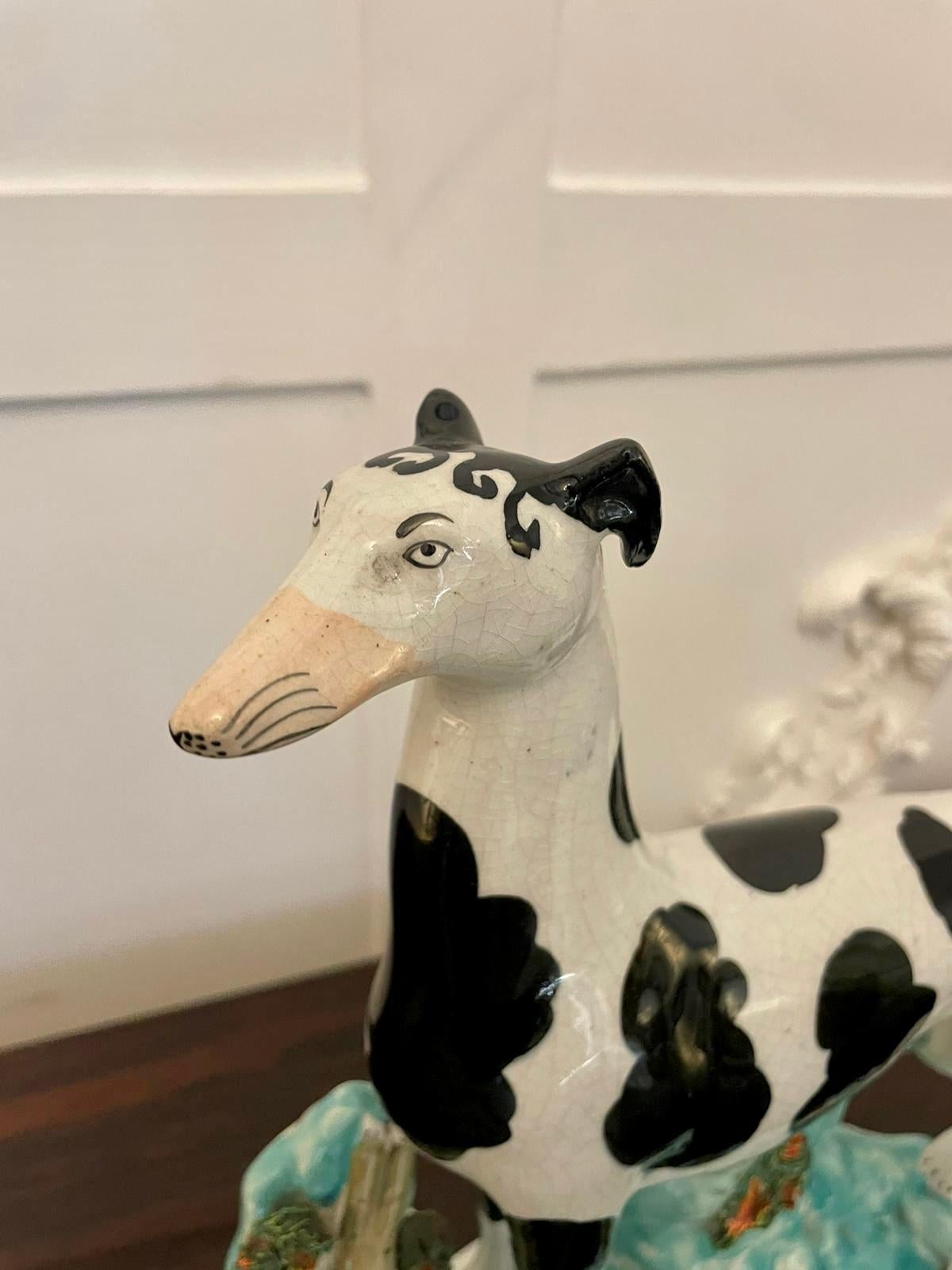 Large Antique Victorian Quality Staffordshire Greyhound at 1stDibs