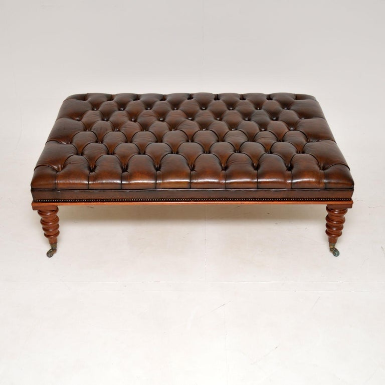 Large Antique Victorian Style Leather Stool / Coffee Table For Sale at ...