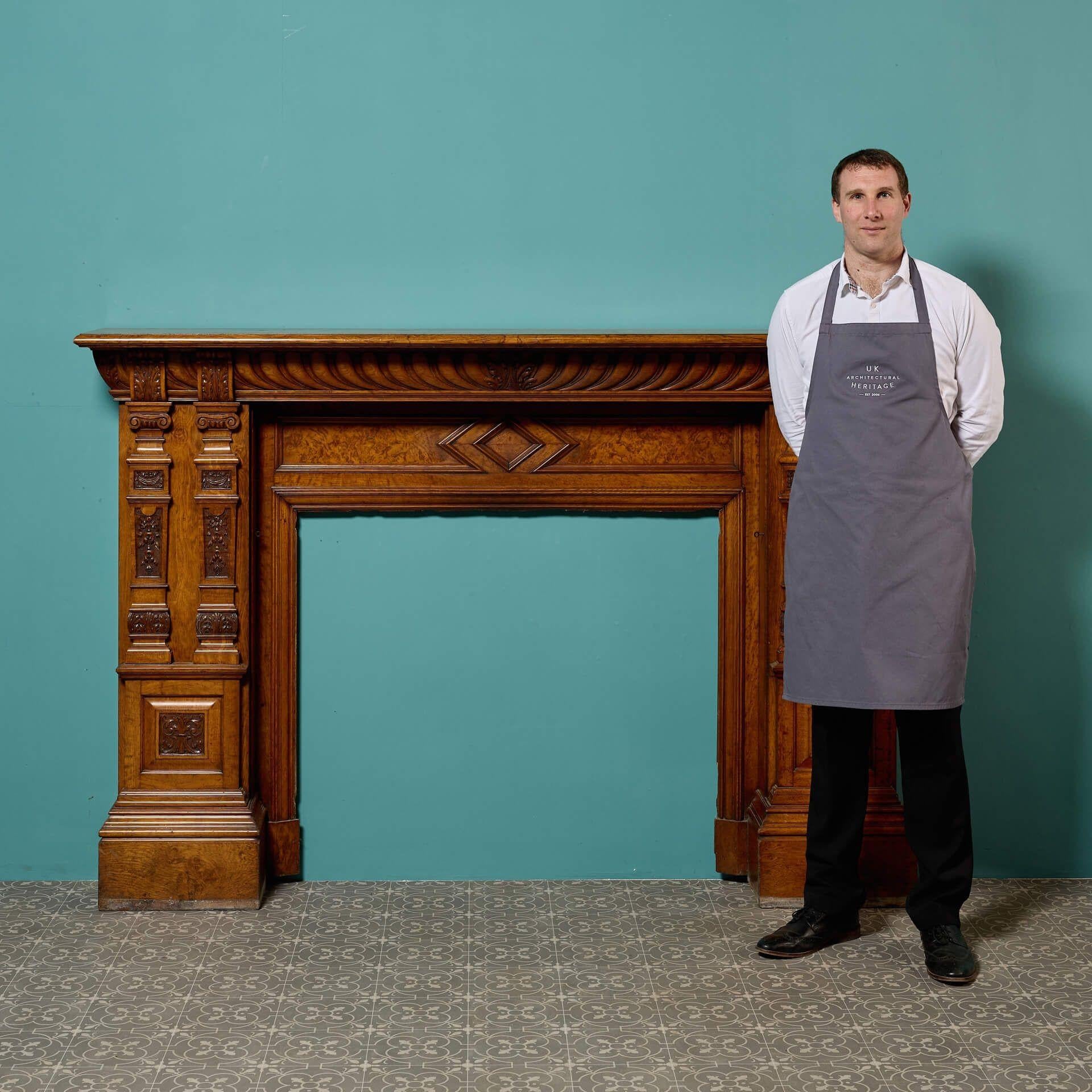 Large Antique Victorian Style Oak Fireplace For Sale at 1stDibs