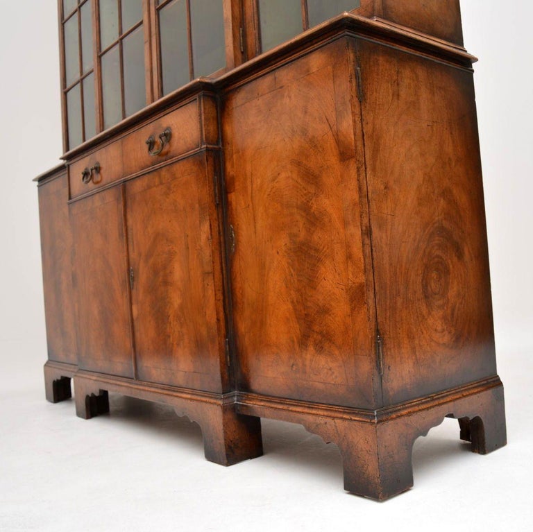 Large Antique Walnut Breakfront Bookcase at 1stDibs