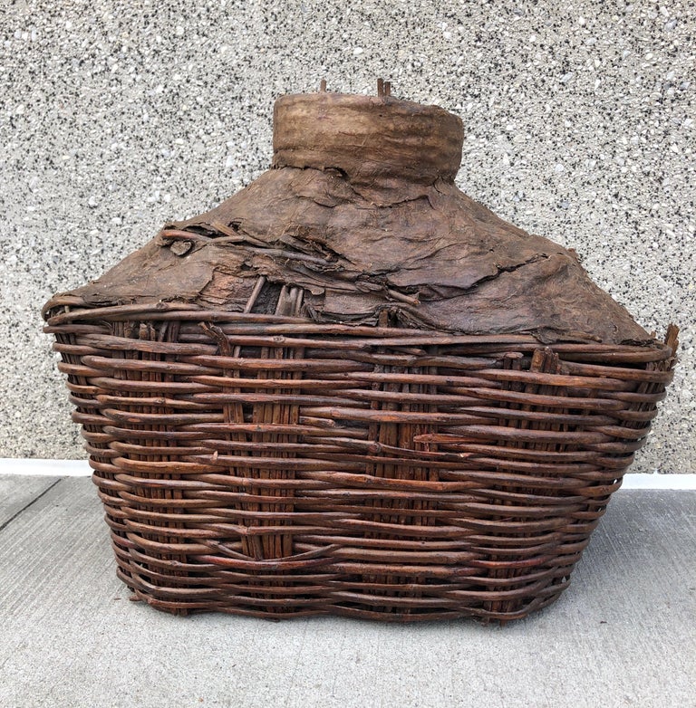 Large Antique Woven Food Oil Container For Sale at 1stDibs