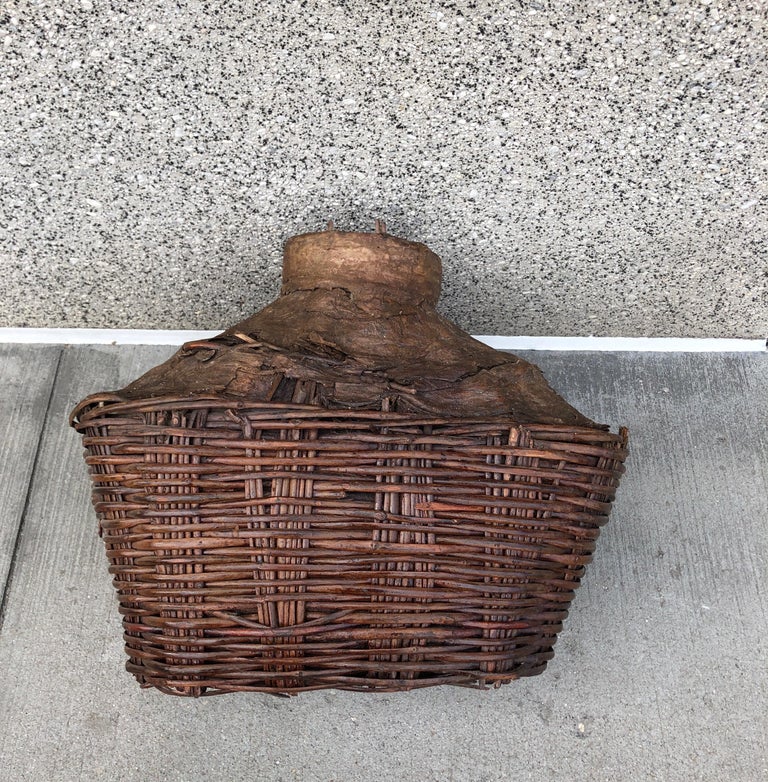 Large Antique Woven Food Oil Container For Sale at 1stDibs