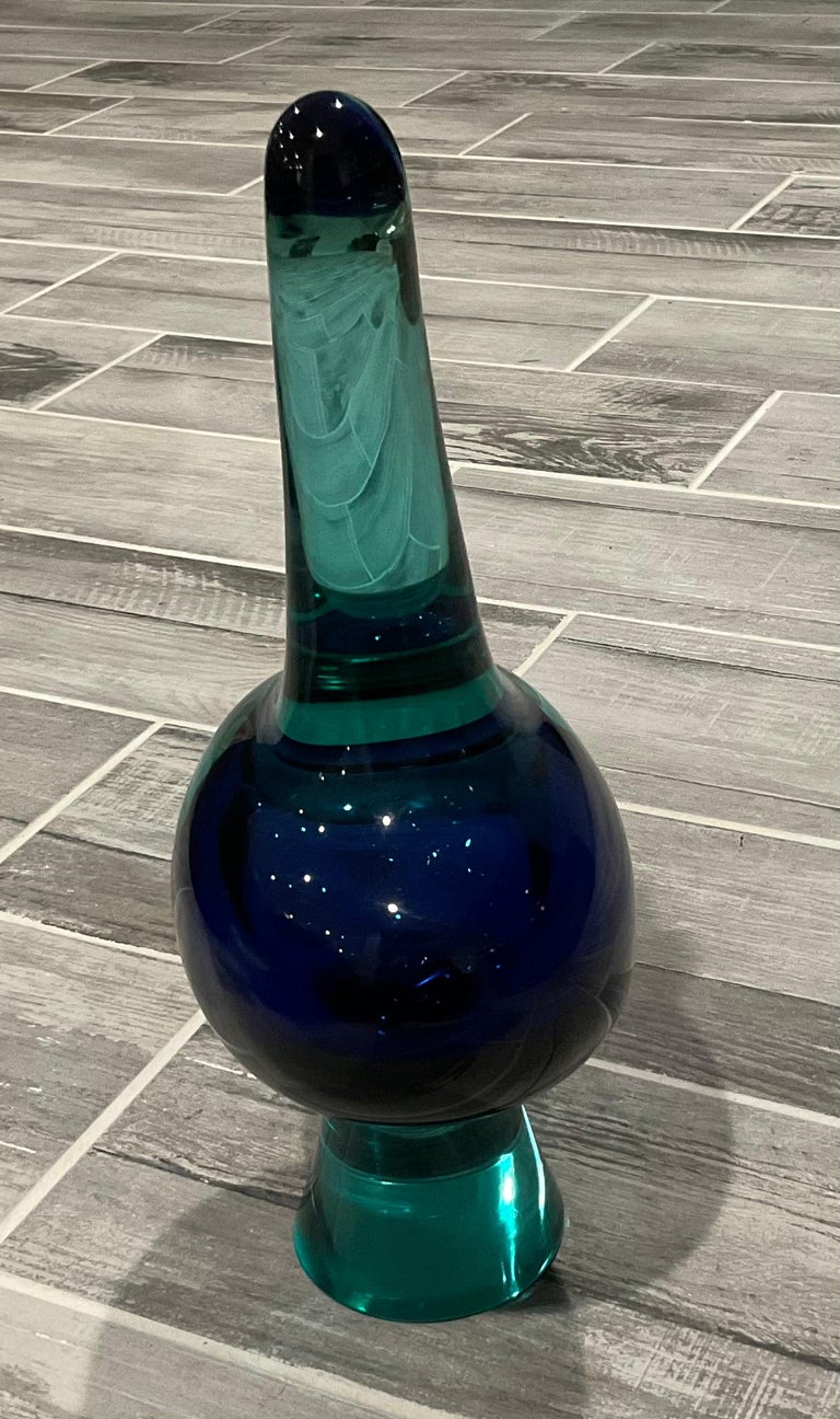 Large Antonio da Ros Cenedese Murano Sommerso Glass Figure of a Bird in ...