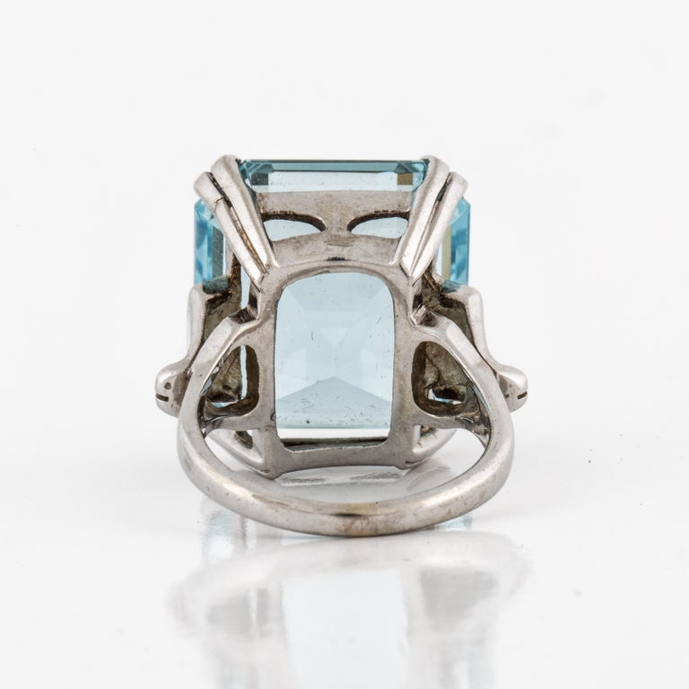Large Aquamarine Ring in White Gold at 1stDibs | large aquamarine rings ...