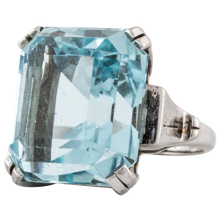 Large Aquamarine Ring in White Gold at 1stDibs | large aquamarine rings ...