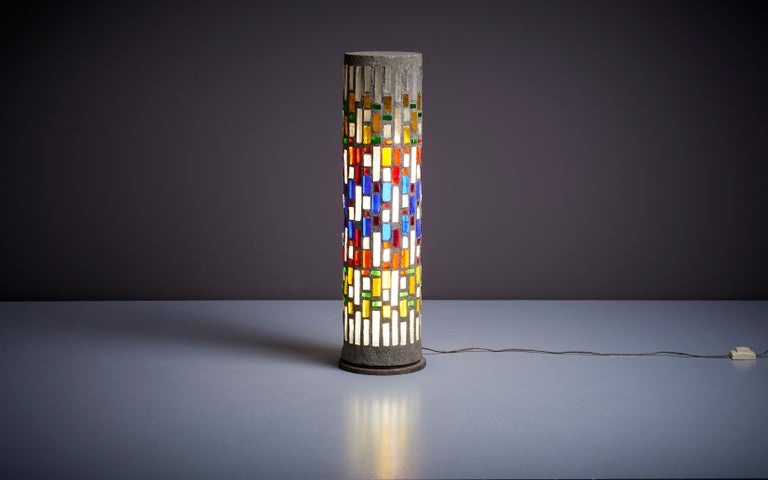 Large Architectural Glass and Concrete Floor Lamp for in and Outdoors ...
