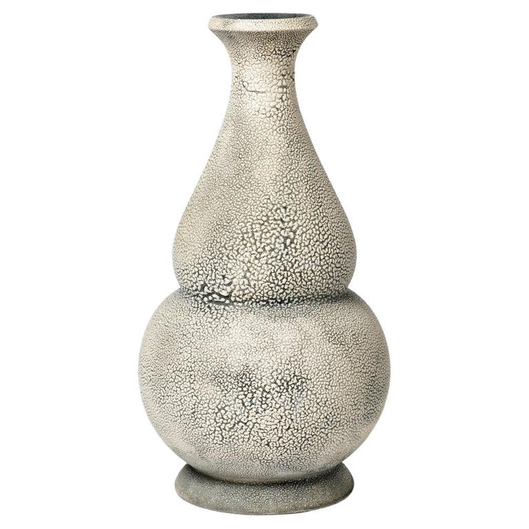 Large Art Deco 1930 White and Light Grey Ceramic Vase GAM France Style ...