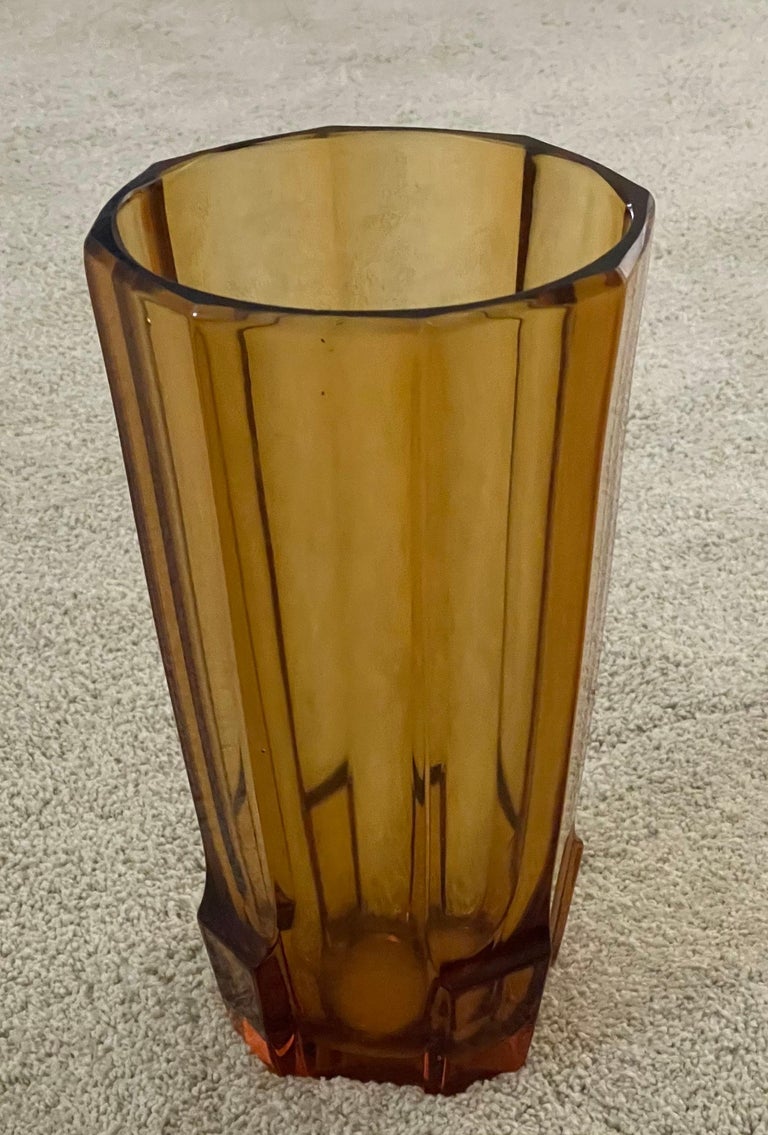 Large Art Deco Art Glass Faceted Vase by Josef Hoffmann for Moser ...