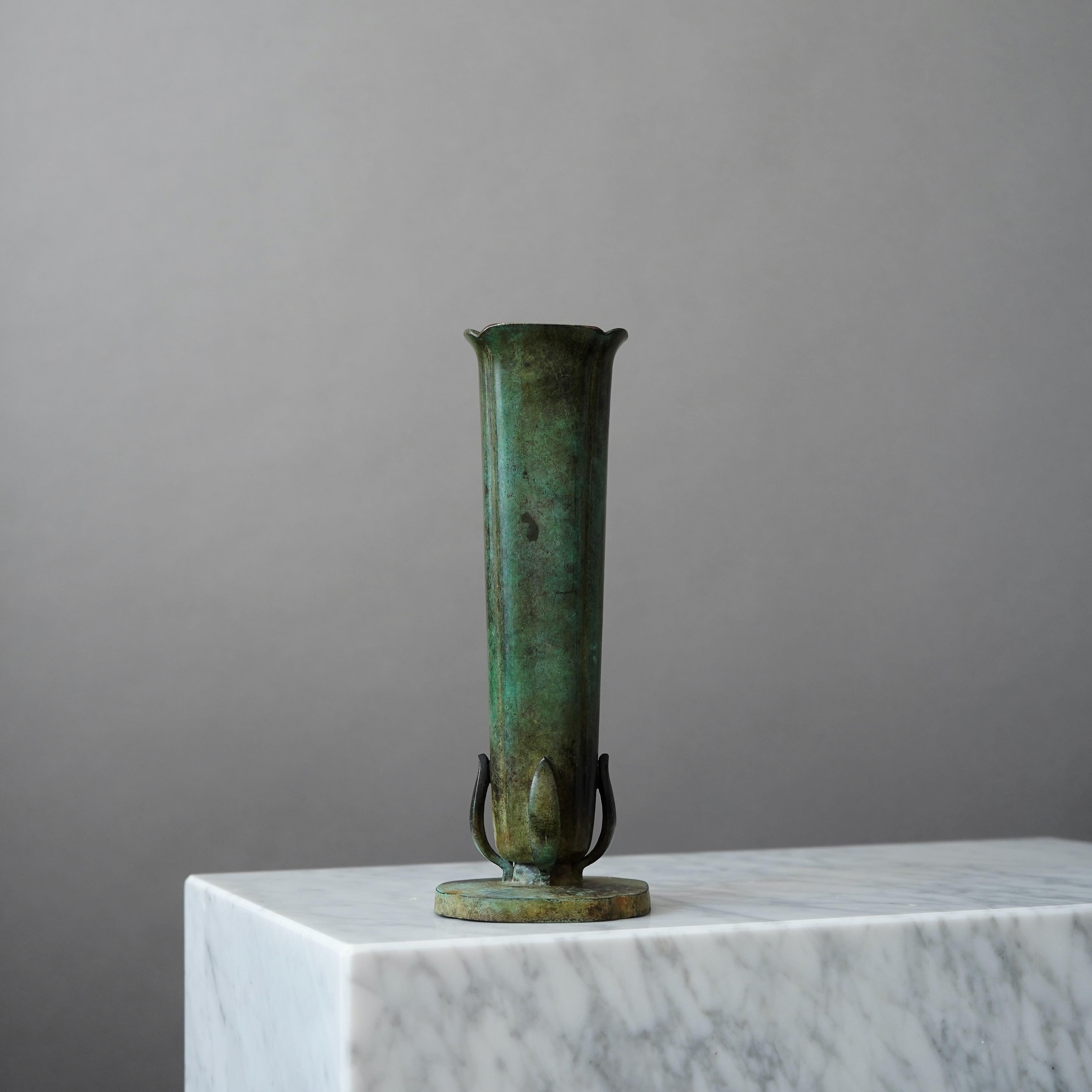 Large Art Deco Bronze Vase by GAB Guldsmedsaktiebolaget, Sweden, 1930s ...