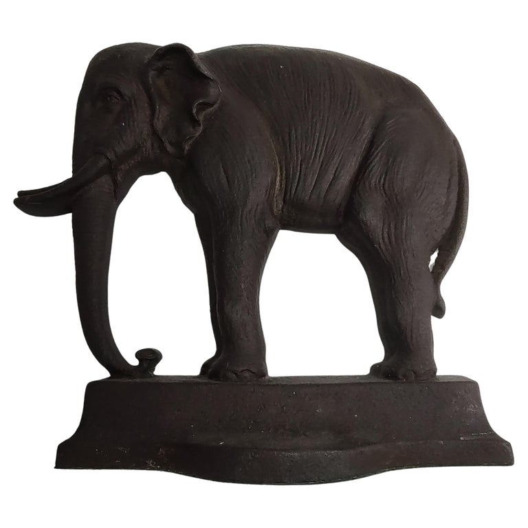 Large Art Deco Cast Iron Elephant Door Stop For Sale at 1stDibs