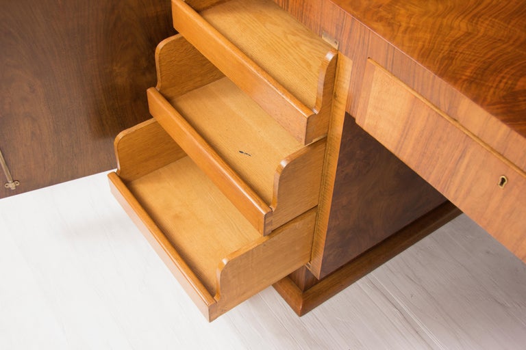 Large Art Deco Desk in Walnut at 1stDibs