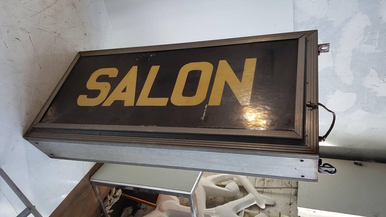 Large Art Deco Double-Sided Light Up "SALON" Sign For Sale at 1stDibs