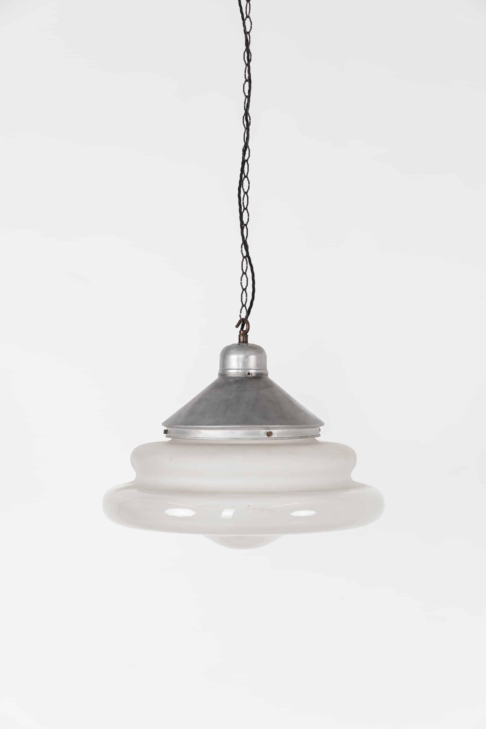 Tulip Shaped Frosted Opaline Glass Pendant at 1stDibs