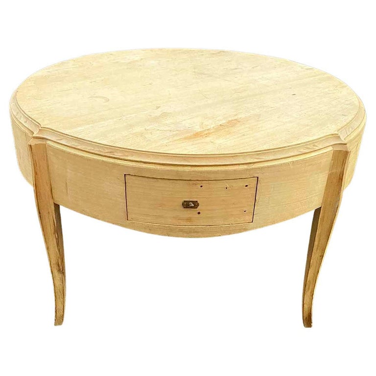 Large Art Deco Gueridon in Raw Wood Opening with 4 Belt Drawers For ...
