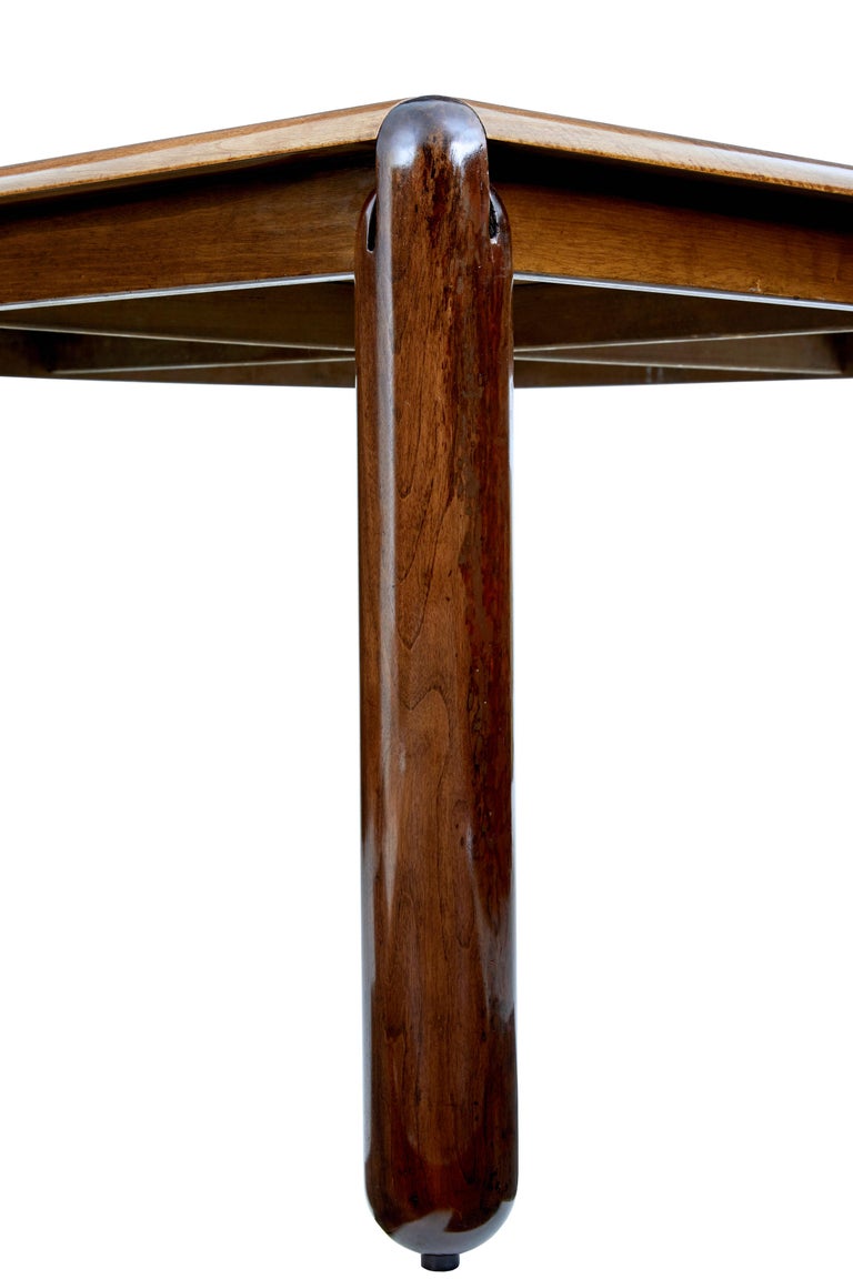 Large Art Deco Italian Walnut Square Dining Table at 1stDibs