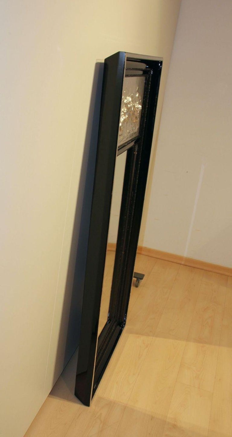 Large Art Deco Pillar Mirror, Black Lacquer and Silver-Leaf, France ...