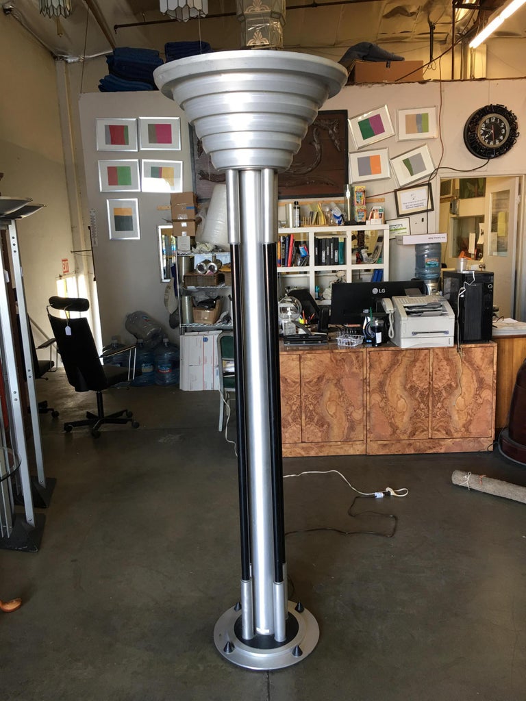Large Art Deco Revival Machine Age Torchère Floor Lamp For Sale at 1stDibs