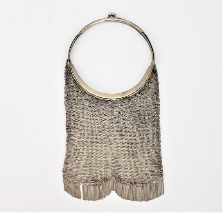 Large Art Deco Silver Mesh Flapper Styled Purse or Evening Handbag with ...