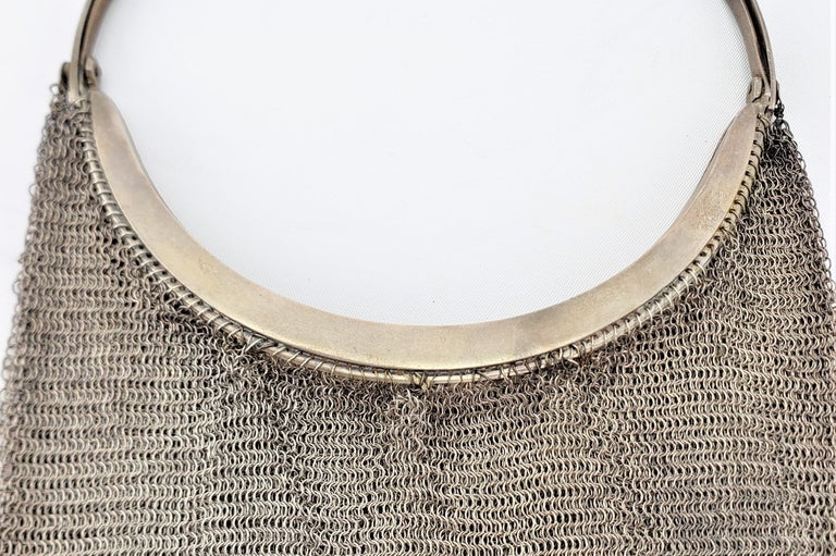 Large Art Deco Silver Mesh Flapper Styled Purse or Evening Handbag with ...