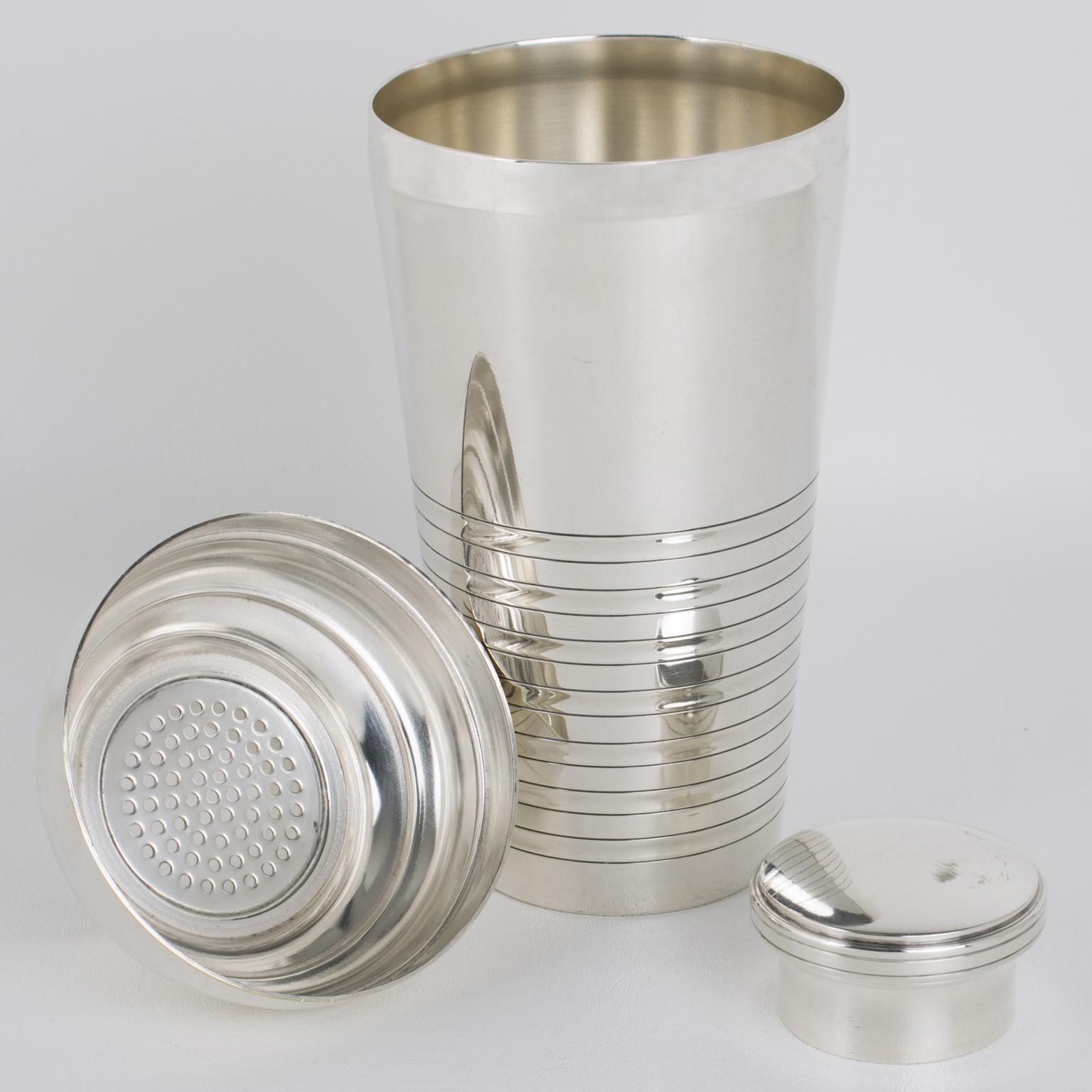 Large Art Deco Silver Plate Cocktail Shaker Paris, 1940s For Sale at ...