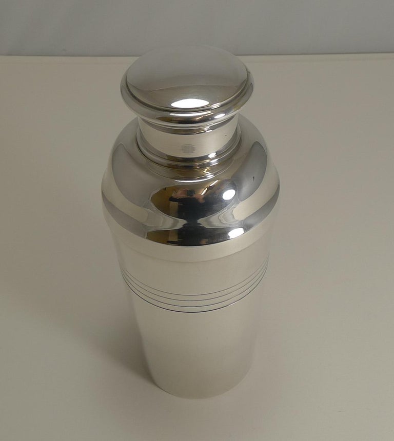 Large Art Deco Silver Plated Cocktail Shaker, French by Lancel Paris ...