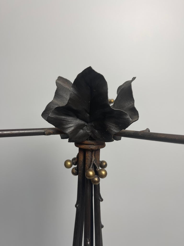 Large Art Deco Table Lamp by Daum Nancy Wrought Iron Foot For Sale at ...