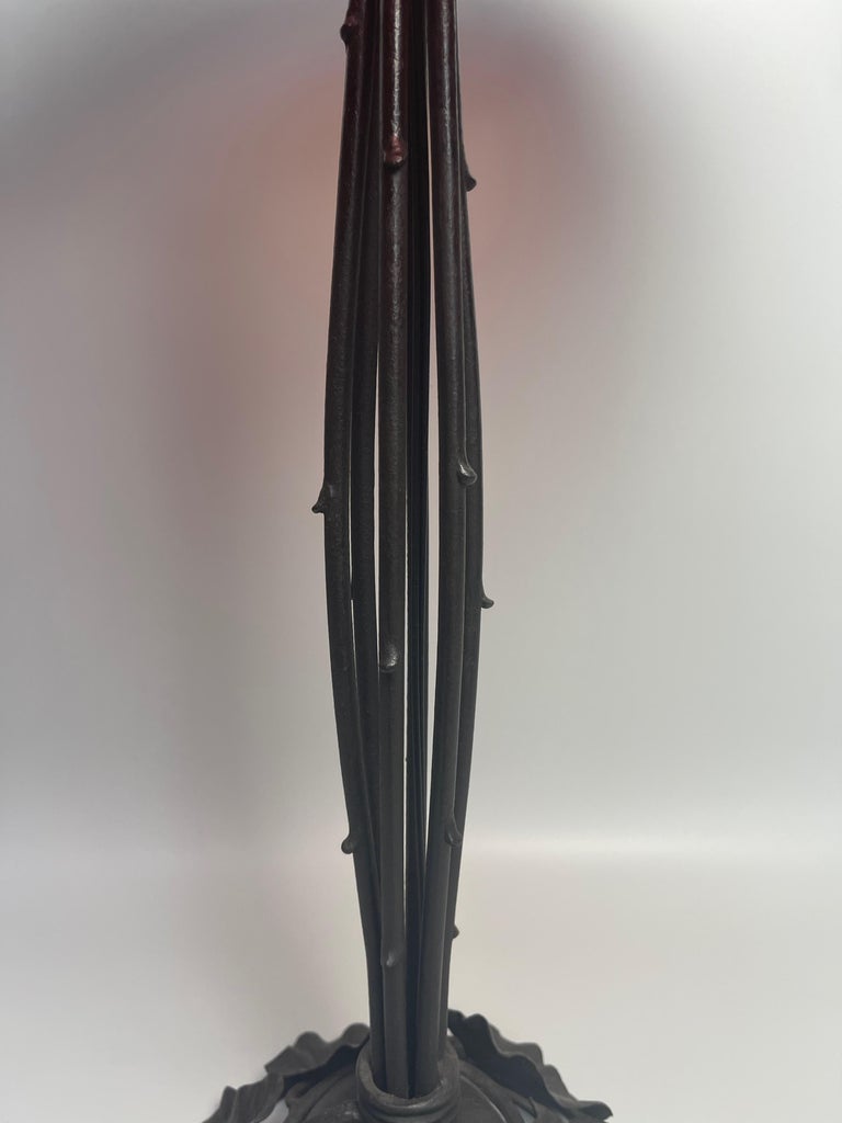Large Art Deco Table Lamp by Daum Nancy Wrought Iron Foot For Sale at ...