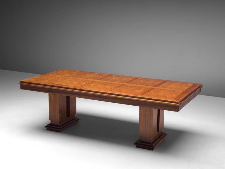 Large Art Deco Table with Wooden Inlay Tabletop For Sale at 1stDibs