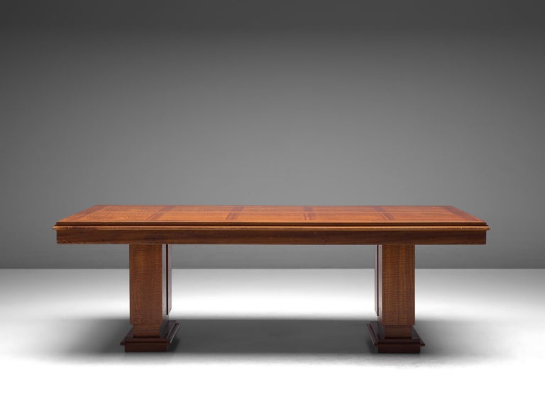 Large Art Deco Table with Wooden Inlay Tabletop For Sale at 1stDibs