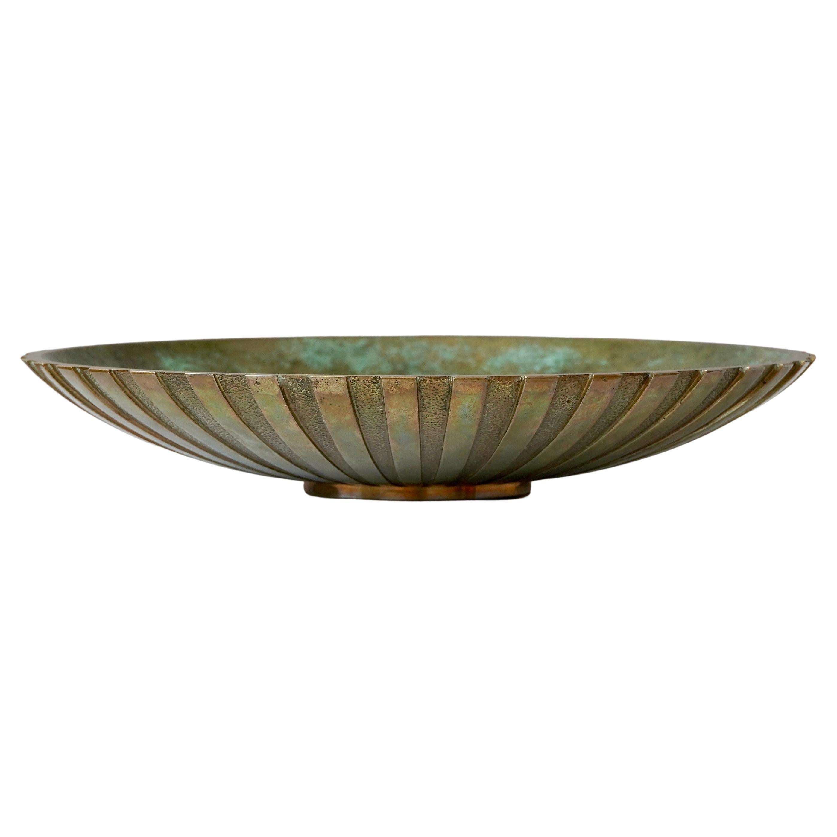 Art Deco Footed Oval Bronze Bowl by Gross and Christensen, Denmark ...