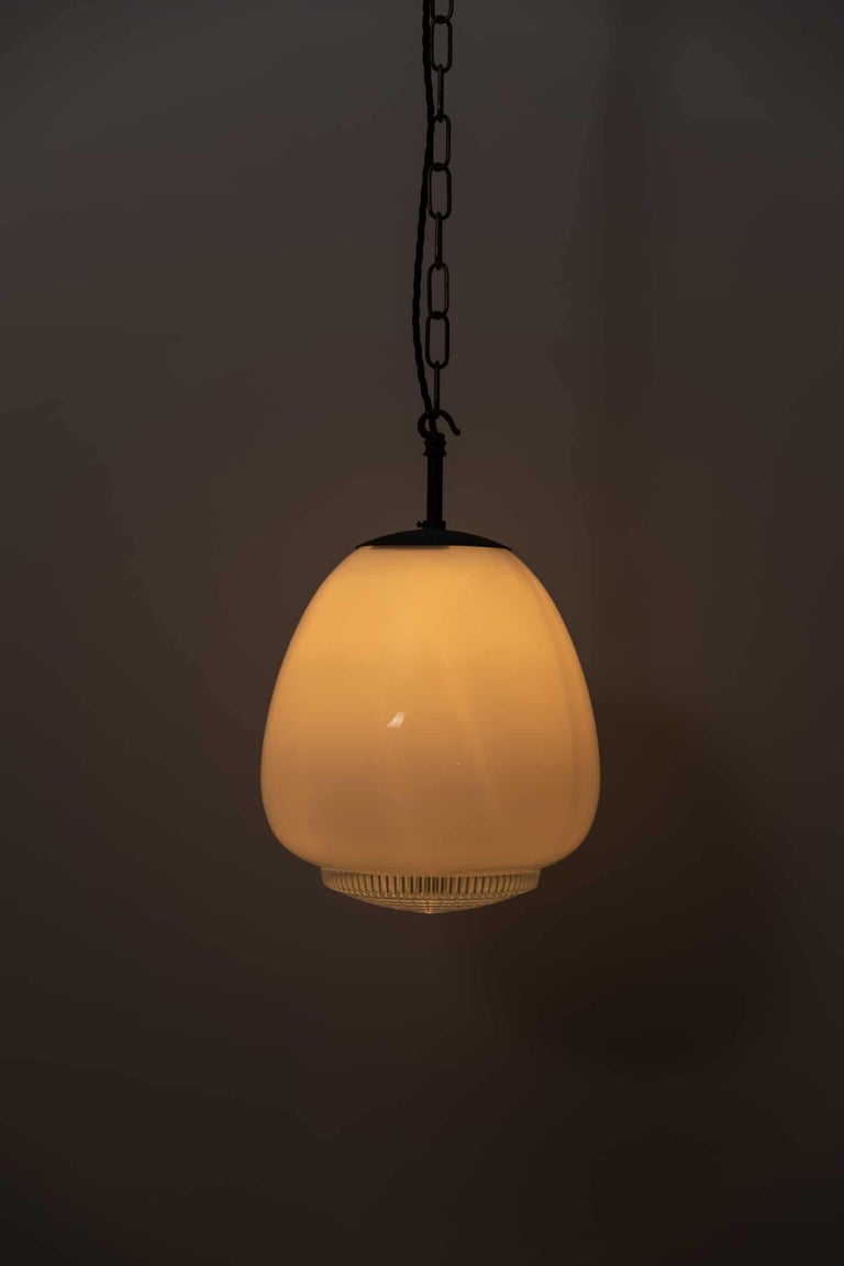 Large Art Deco Tulip Opaline Glass Pendant Lamp with Diffuser, C.1930 ...