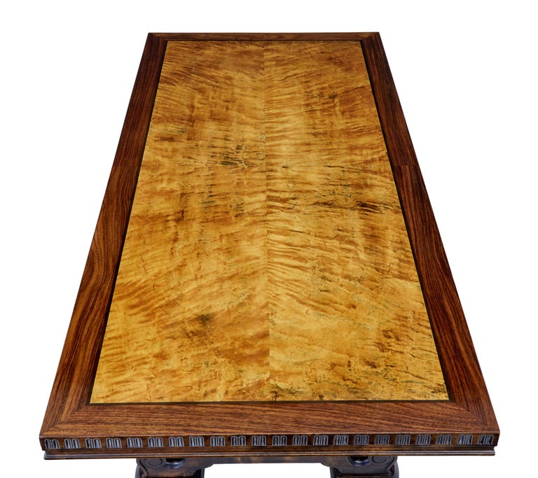 Large Art Deco Walnut and Birch Coffee Table For Sale at 1stDibs