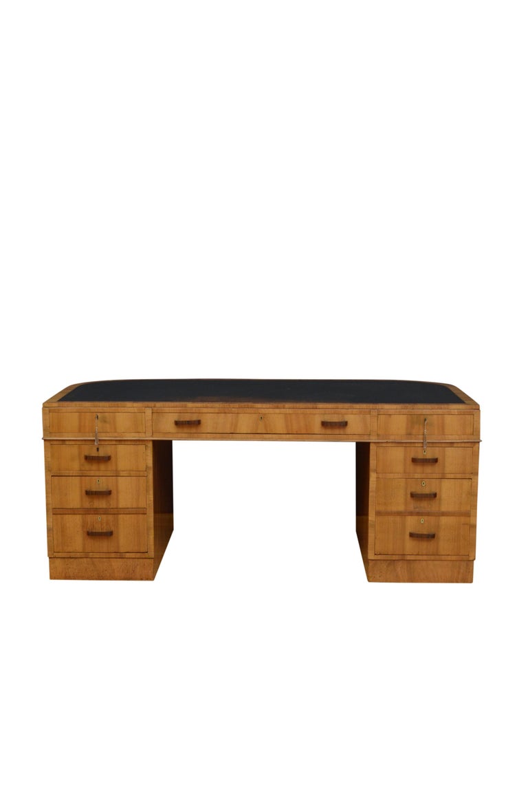 Large Art Deco Walnut Desk at 1stDibs