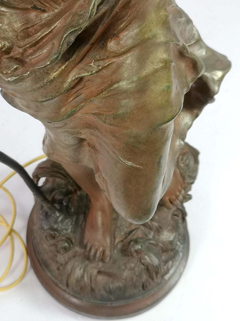 Large Art Nouveau Sculpture of August Moreau Bronze Newel Post Lamp at ...