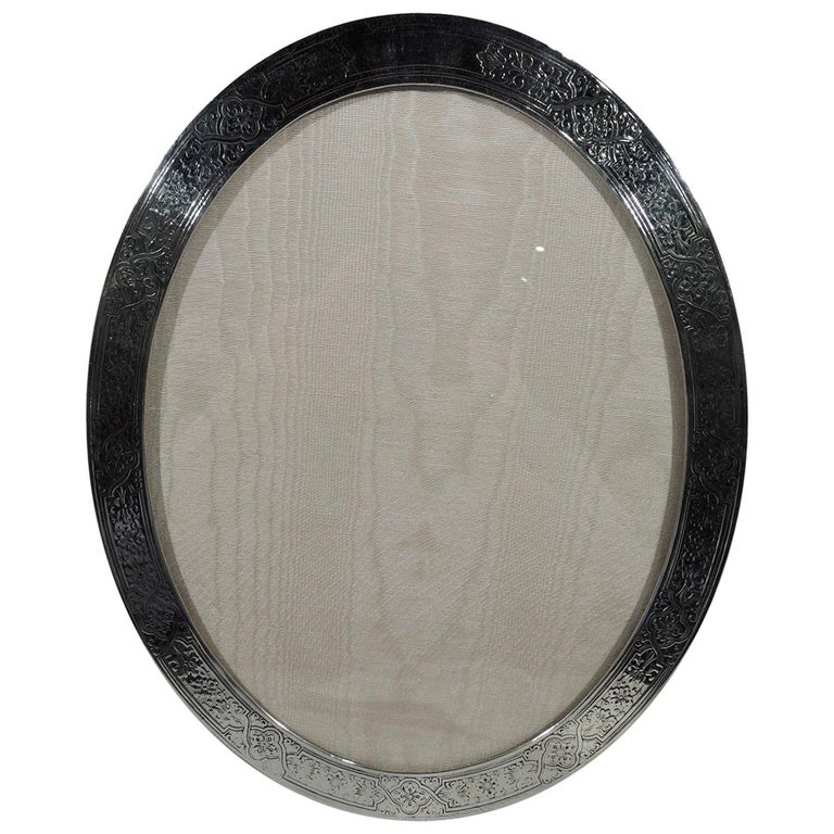 Large Art Nouveau Sterling Silver Oval Picture Frame by Tiffany and Co ...