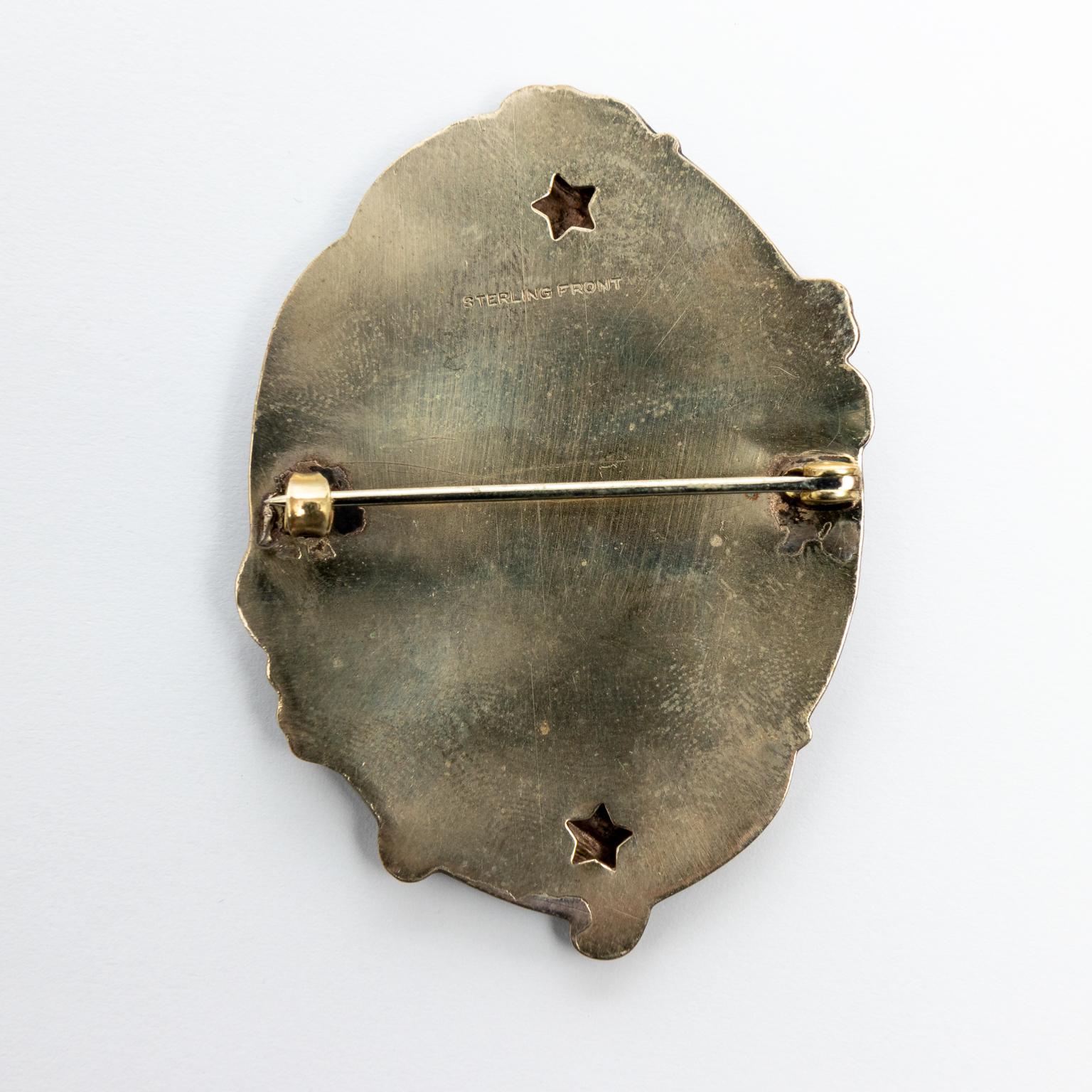 Large Art Nouveau Sterling Silver Pin For Sale at 1stDibs