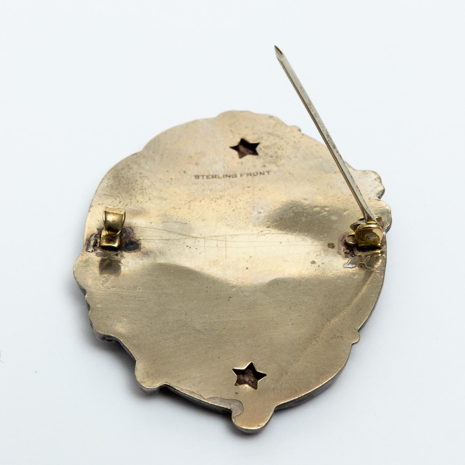 Large Art Nouveau Sterling Silver Pin For Sale at 1stDibs