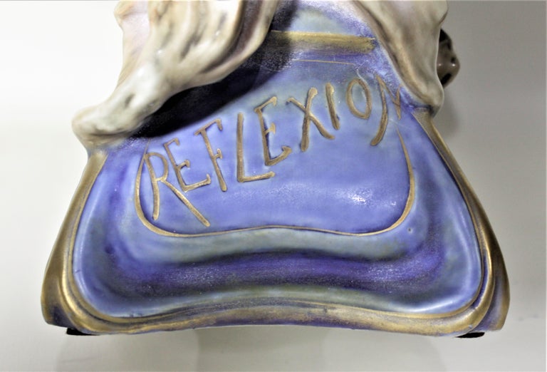 Large Art Nouveau Teplitz Porcelain Female Statue or Bust Entitled ...