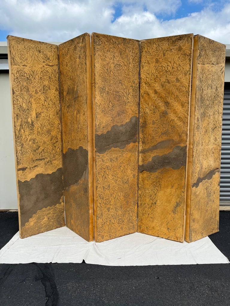Large Artist-Made 5-Panel Screen For Sale at 1stDibs