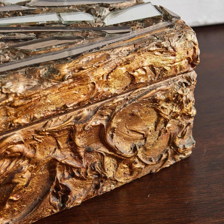 Large Artist Made Gold Leaf Wooden Box, France 1970s For Sale at 1stDibs