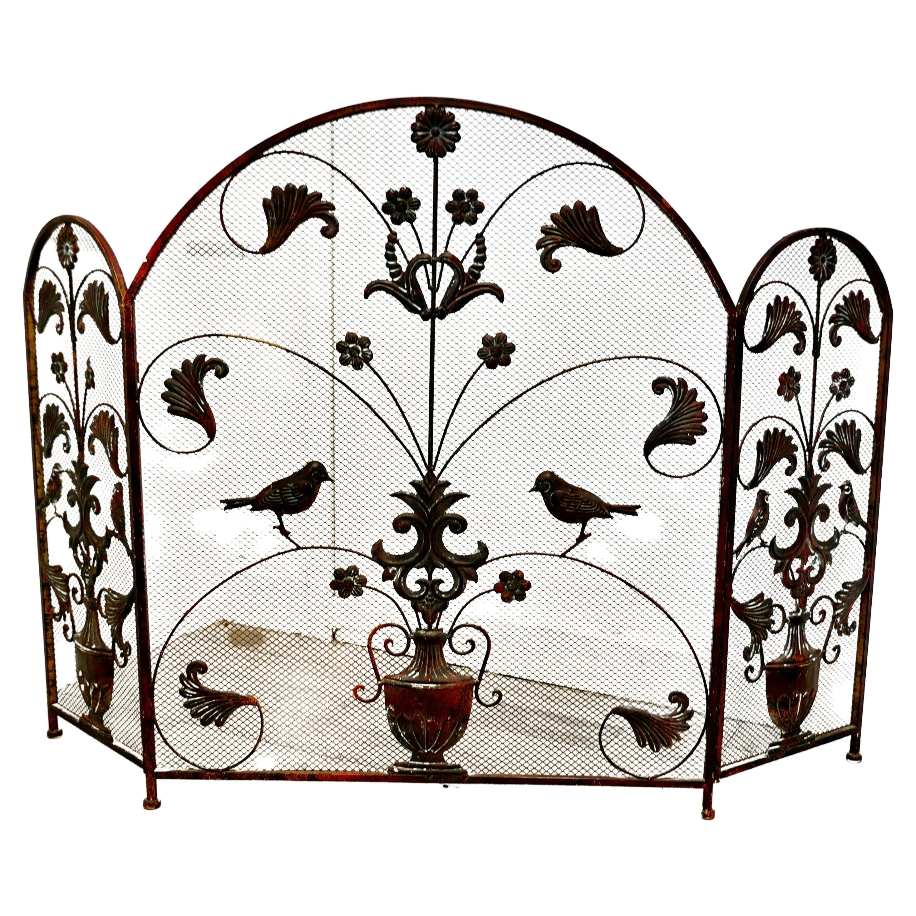Large Folding Wrought Iron Fire Guard for Inglenook Fireplace at ...