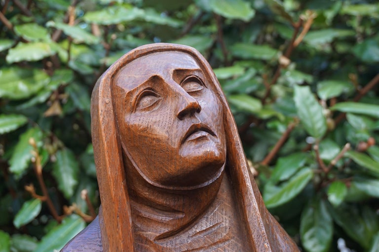 Large Arts and Crafts Hand Carved Mourning Mary and Saint John Church ...