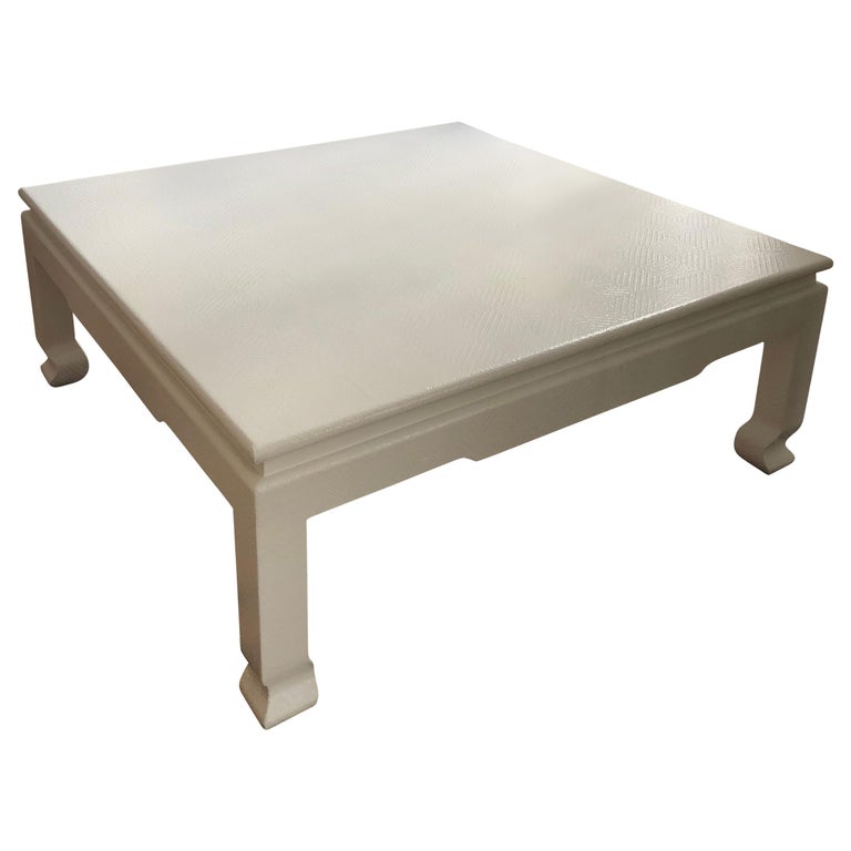 Large Asian Modern Linen Wrapped Coffee Table For Sale at 1stDibs