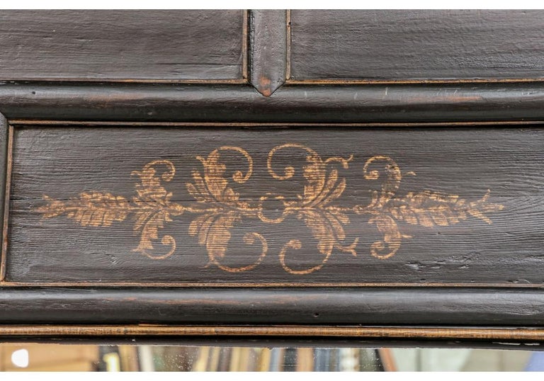 Large Asian Standing Carved and Ebonized Floor Mirror with Gilt Details ...