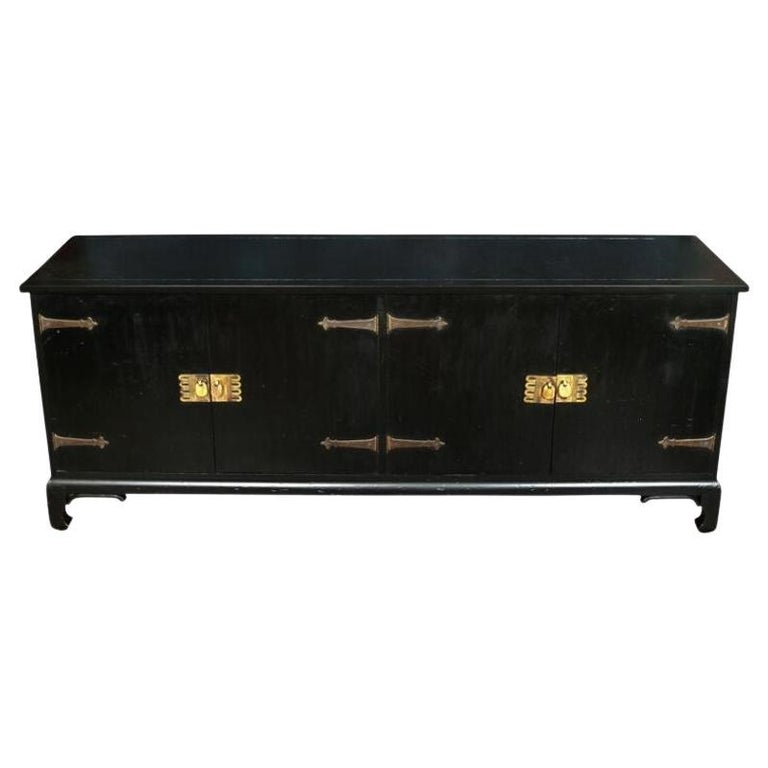 Large Asian Style Credenza with Brass Hardware For Sale at 1stDibs